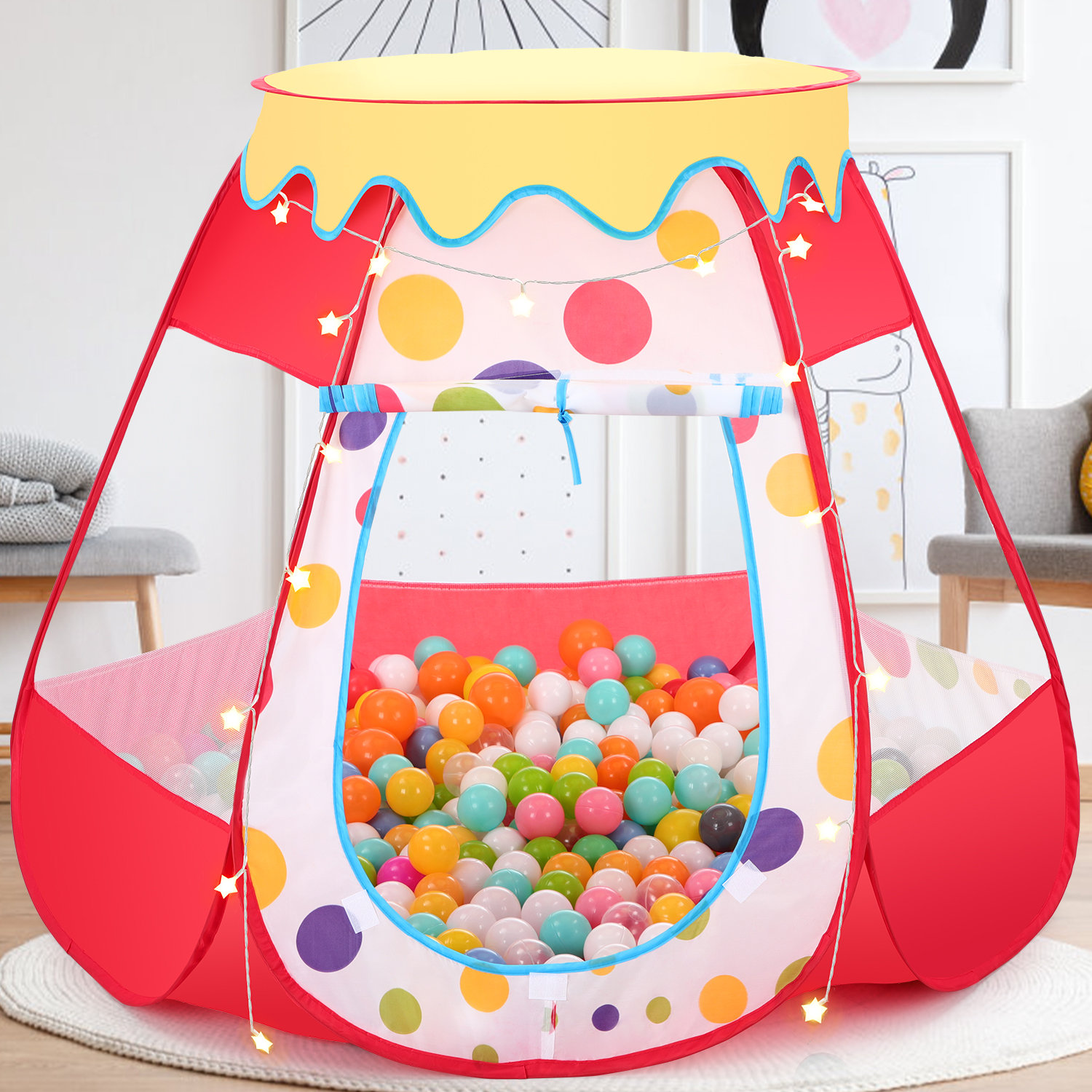 SISTICKER 43'' W x 43'' D Indoor / Outdoor Polyester Pop-Up Play Tent ...