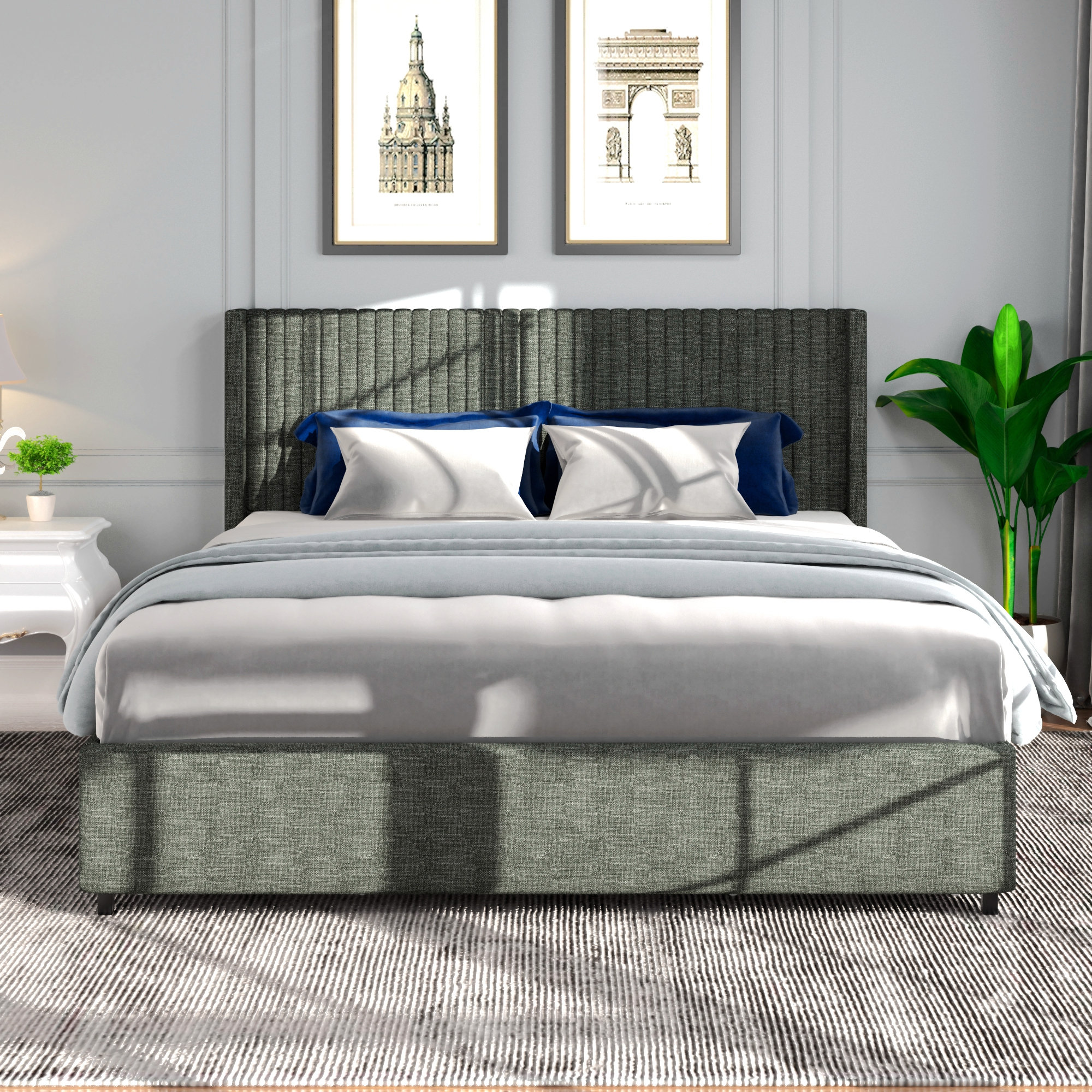 Latitude Run® Yamille Storage Wingback Bed | Wayfair