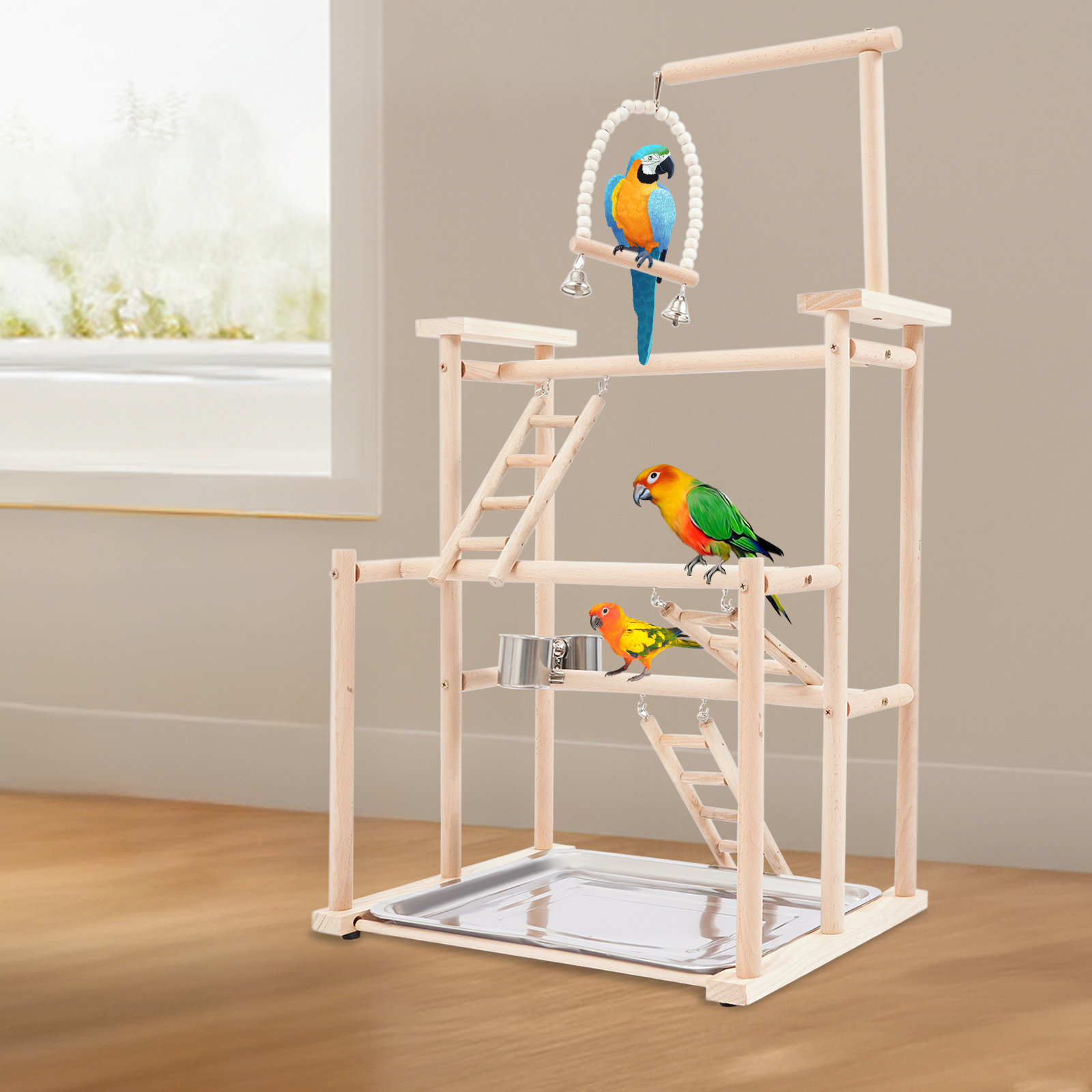 DALELEE 3 Layers Wood Bird Play Gym Bird Playground & Reviews - Wayfair ...