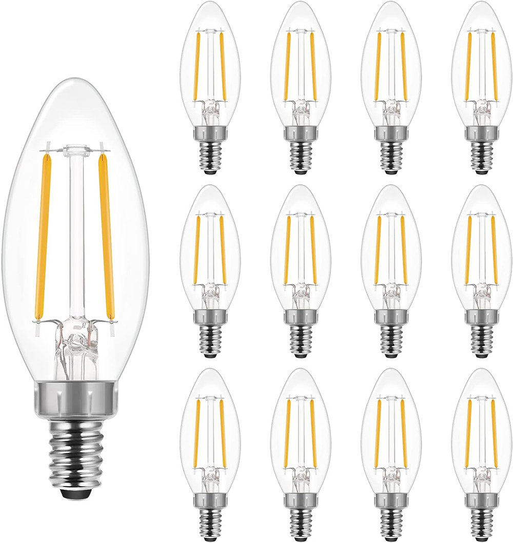 Energetic Lighting LED Filament Bulb B11 60 Watt Equivalent, Candelabra ...
