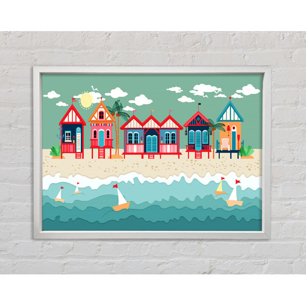 Bright Star Beach Huts And Sailboats - Single Picture Frame Print on ...