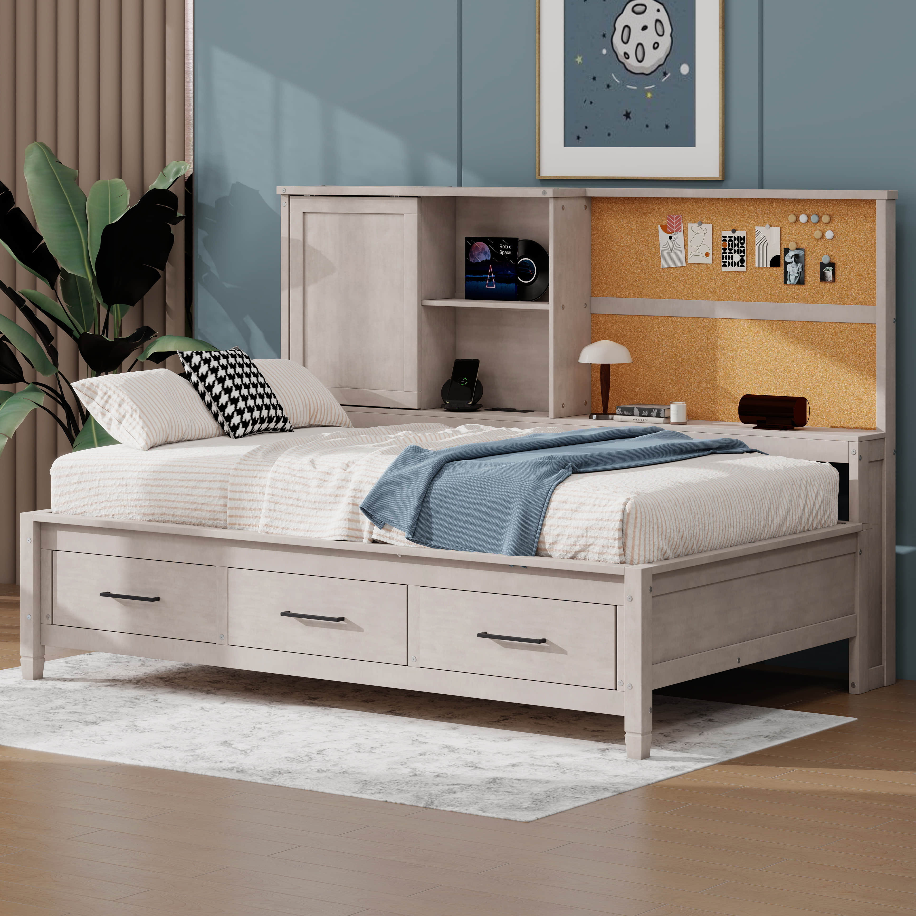 Canora Grey Favela Twin Size Lounge Daybed With Storage Shelves, Cork ...