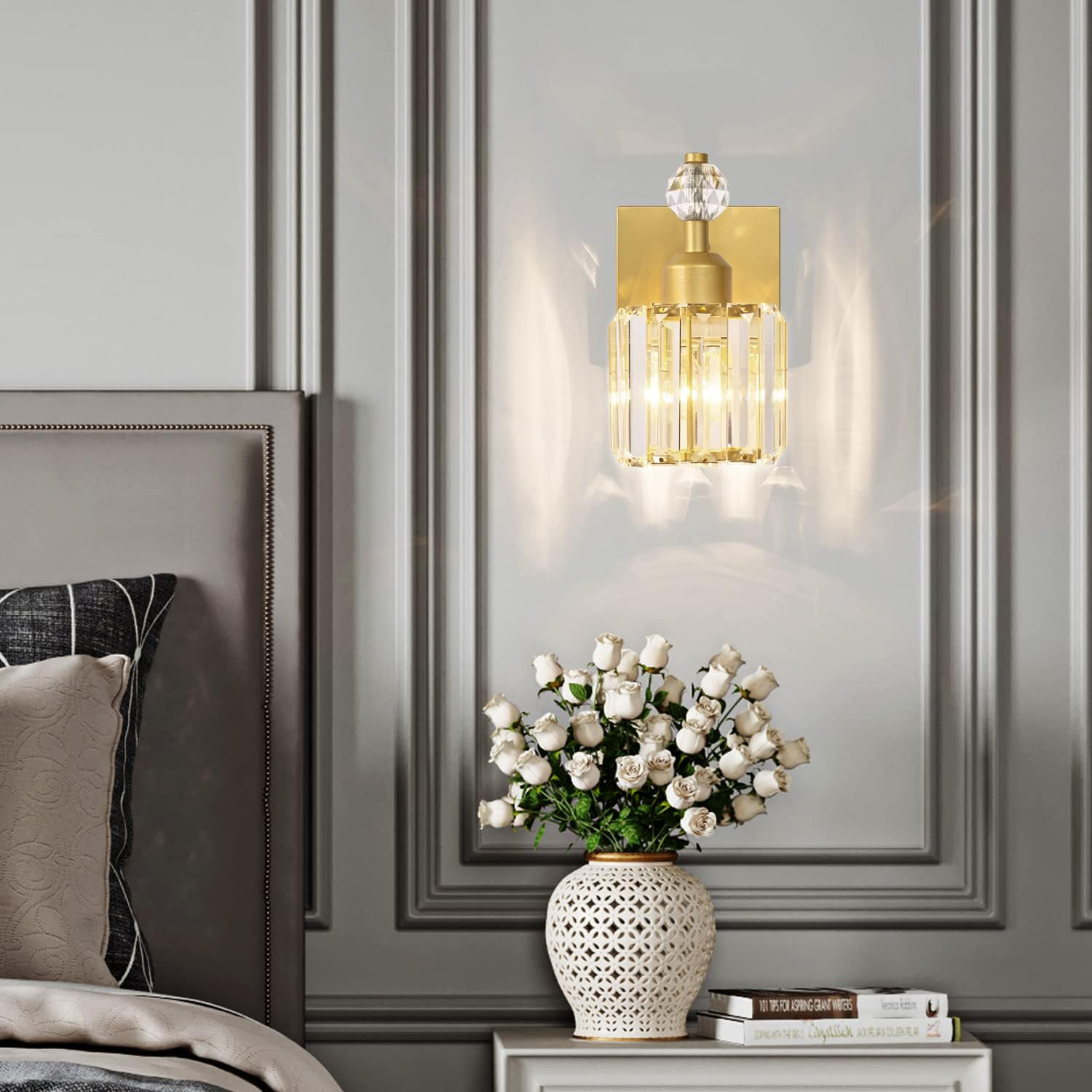 Mercer41 Modern Crystal Bathroom Vanity Light Fixture With K9 Crystal ...