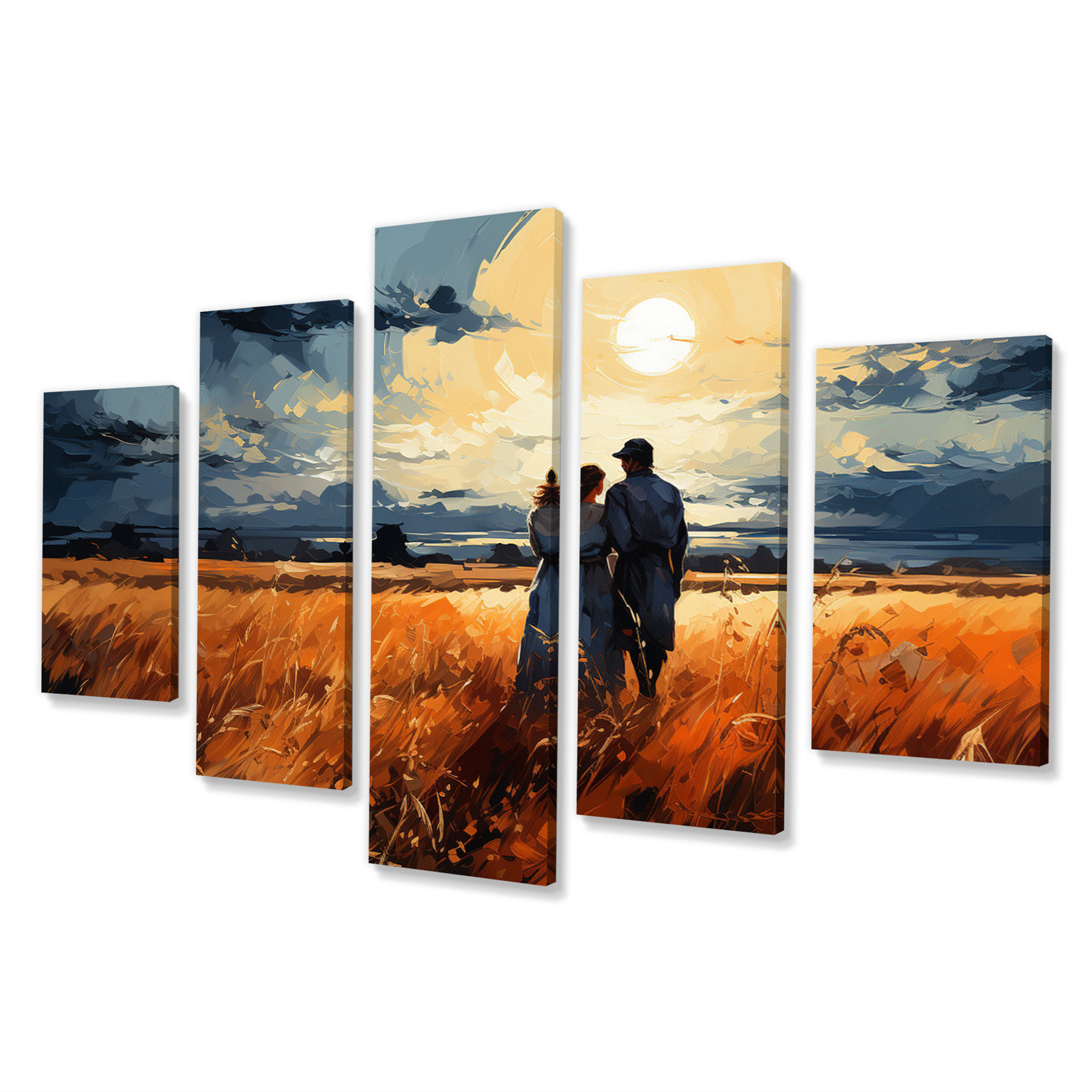 Design Art Wheatfield Sunset Romance Rural Farmland Love - Meadow ...