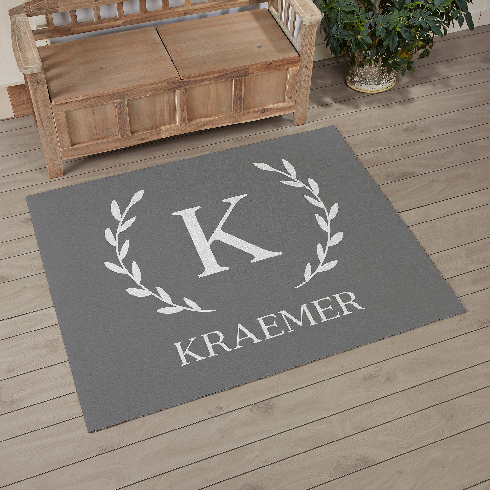 Personalization Mall Laurel Initial Personalized 48" X 60" Area Rug ...