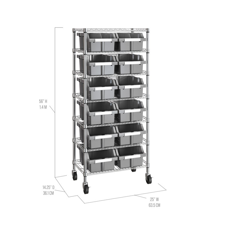 Seville Classics 24" W NSF-Certified Commercial 7-Tier 12-Bin Storage ...