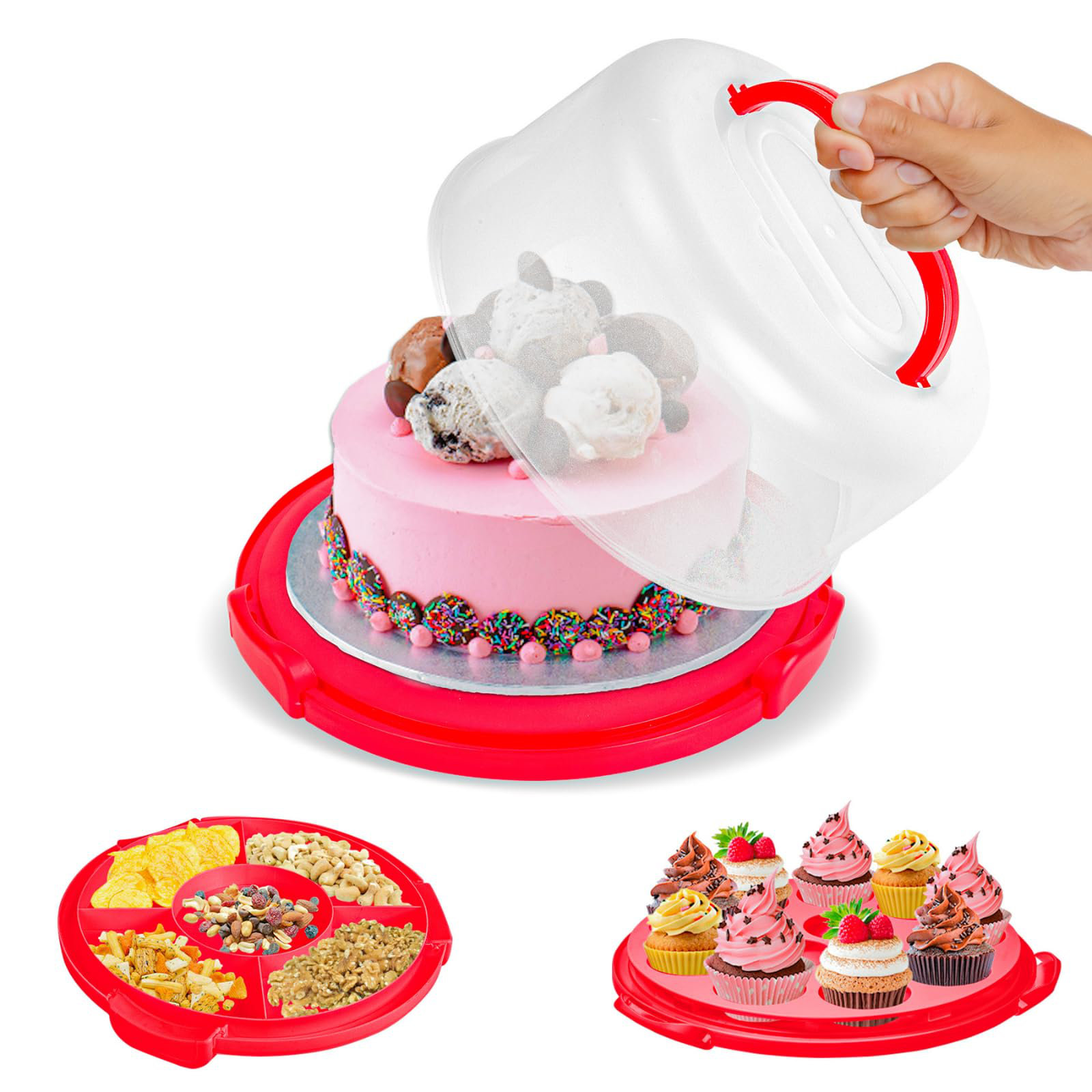Prep & Savour Cake Carrier With Lid And Handle – All In 1 Multipurpose ...