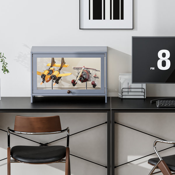 Magshion Modern 15.7" 1-Tier Transparent Display Cabinet Floor Standing ...