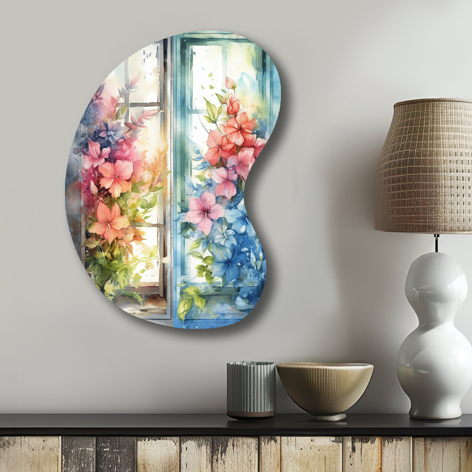 Lark Manor™ Window Of Floral Blooms I - Unique Shape Window Metal Wall ...