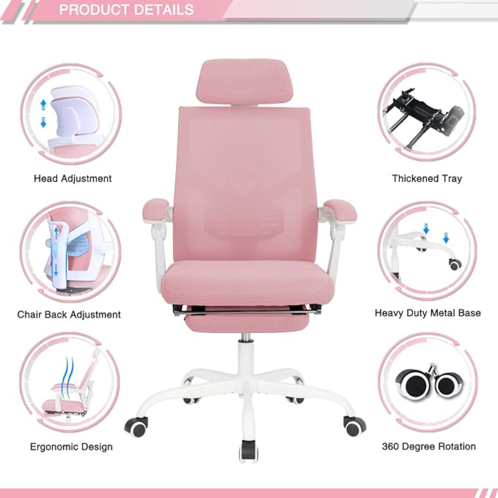 Inbox Zero Olsa Mesh Ergonomic Office Task Chair With Footrest ...