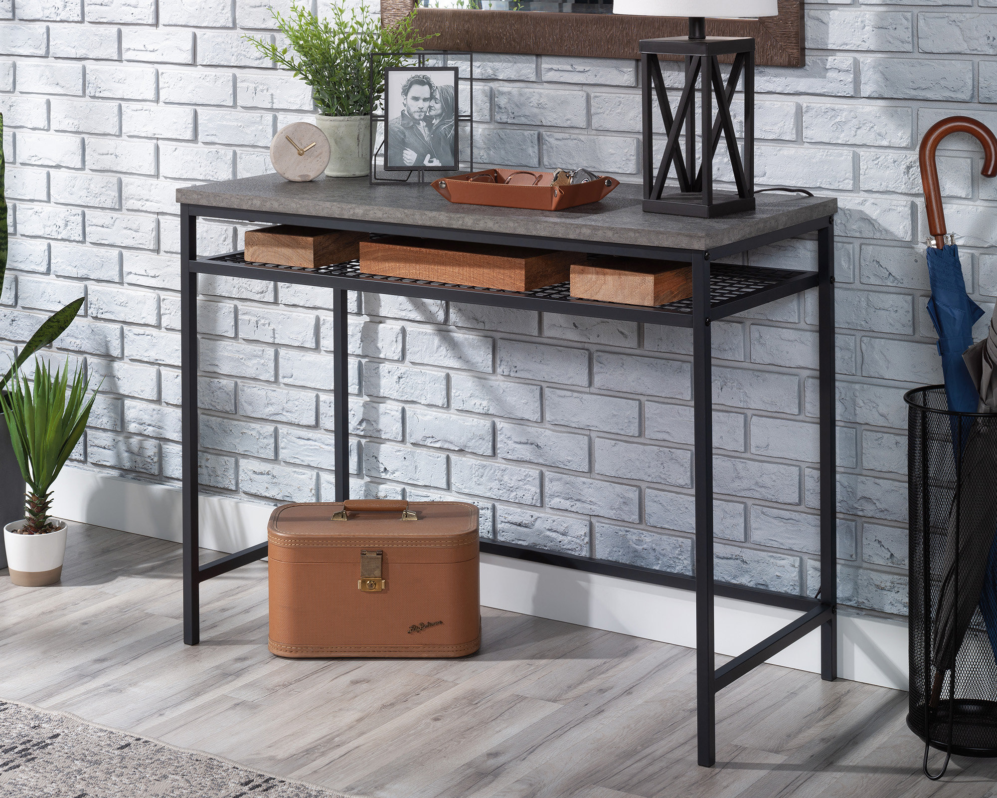 Sauder Writing Desk with Storage in Slate Grey - Wayfair Canada
