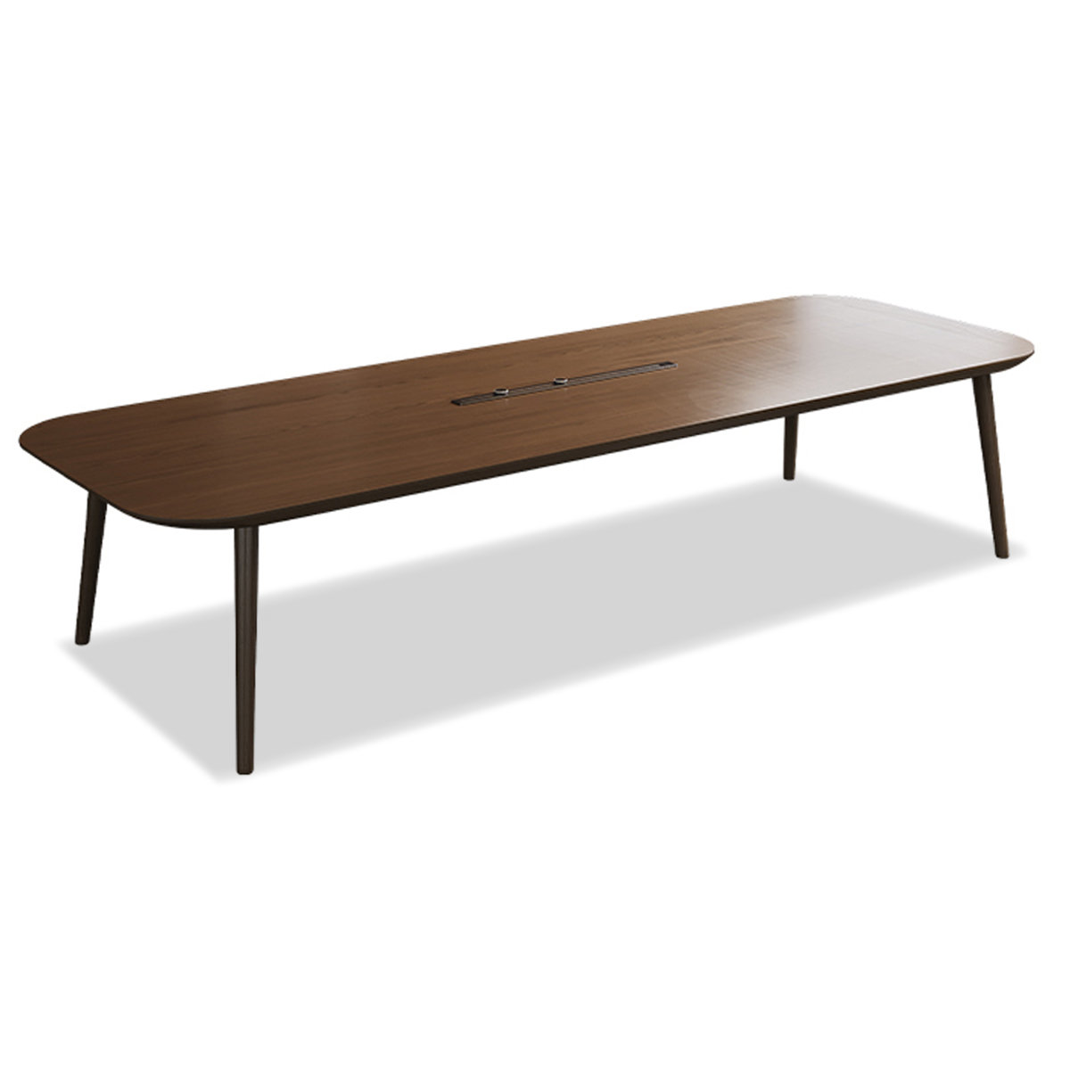 George Oliver Solid wood rectangular conference table with sockets ...