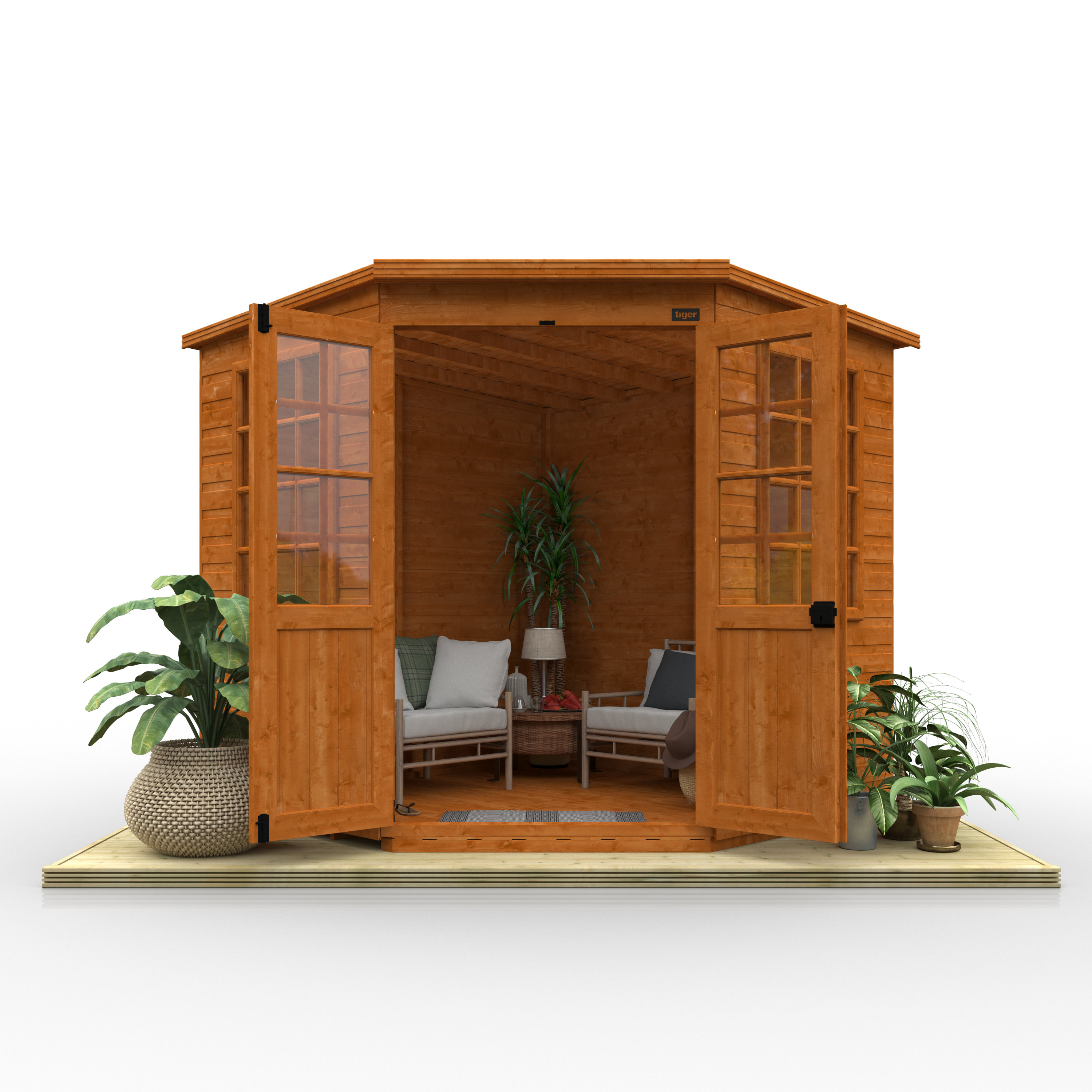 Tiger Sheds 7 x 7 Ft. Shiplap Corner Summer House | Wayfair.co.uk