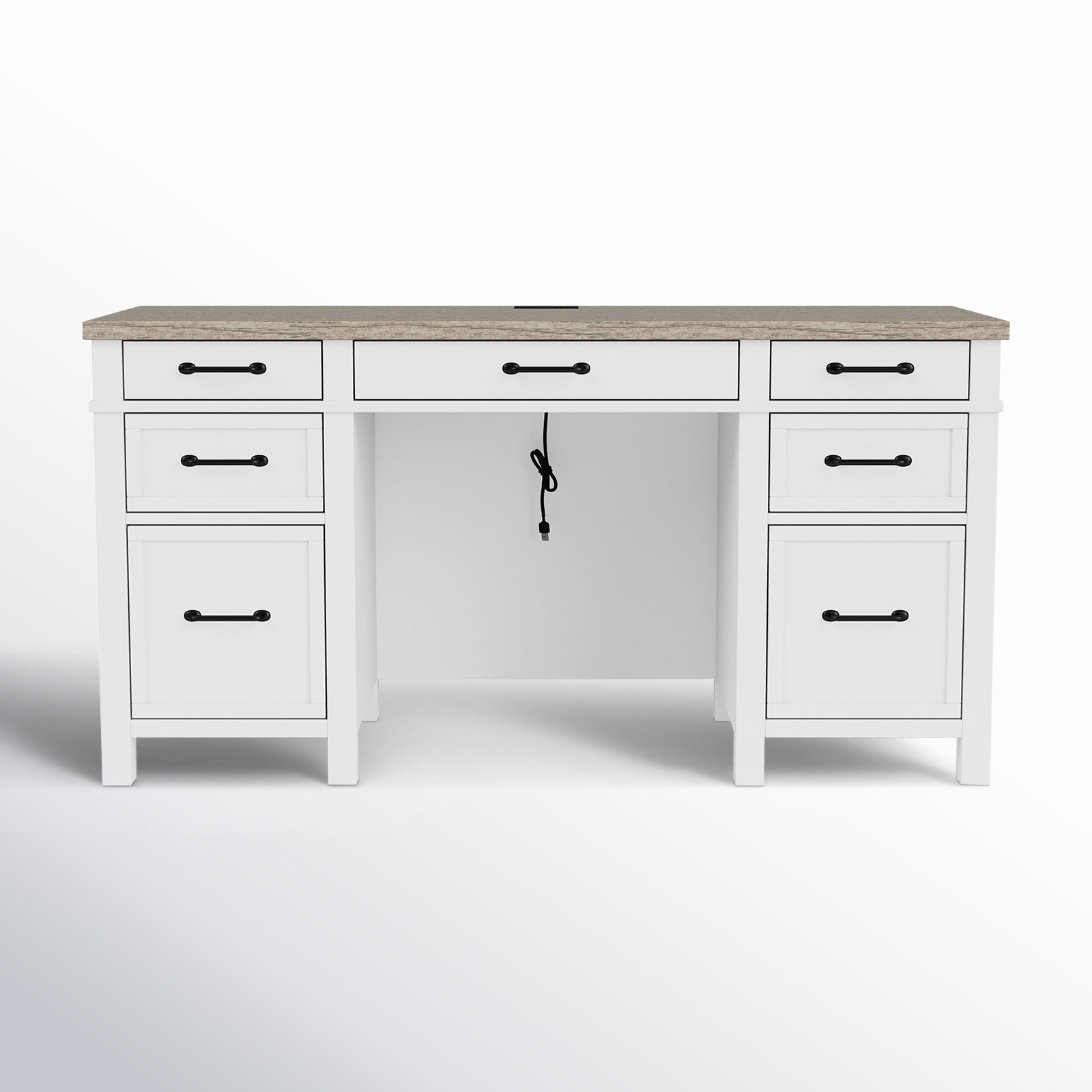 Birch Lane™ Gabby Executive Desk with Built in Outlets "& Reviews ...
