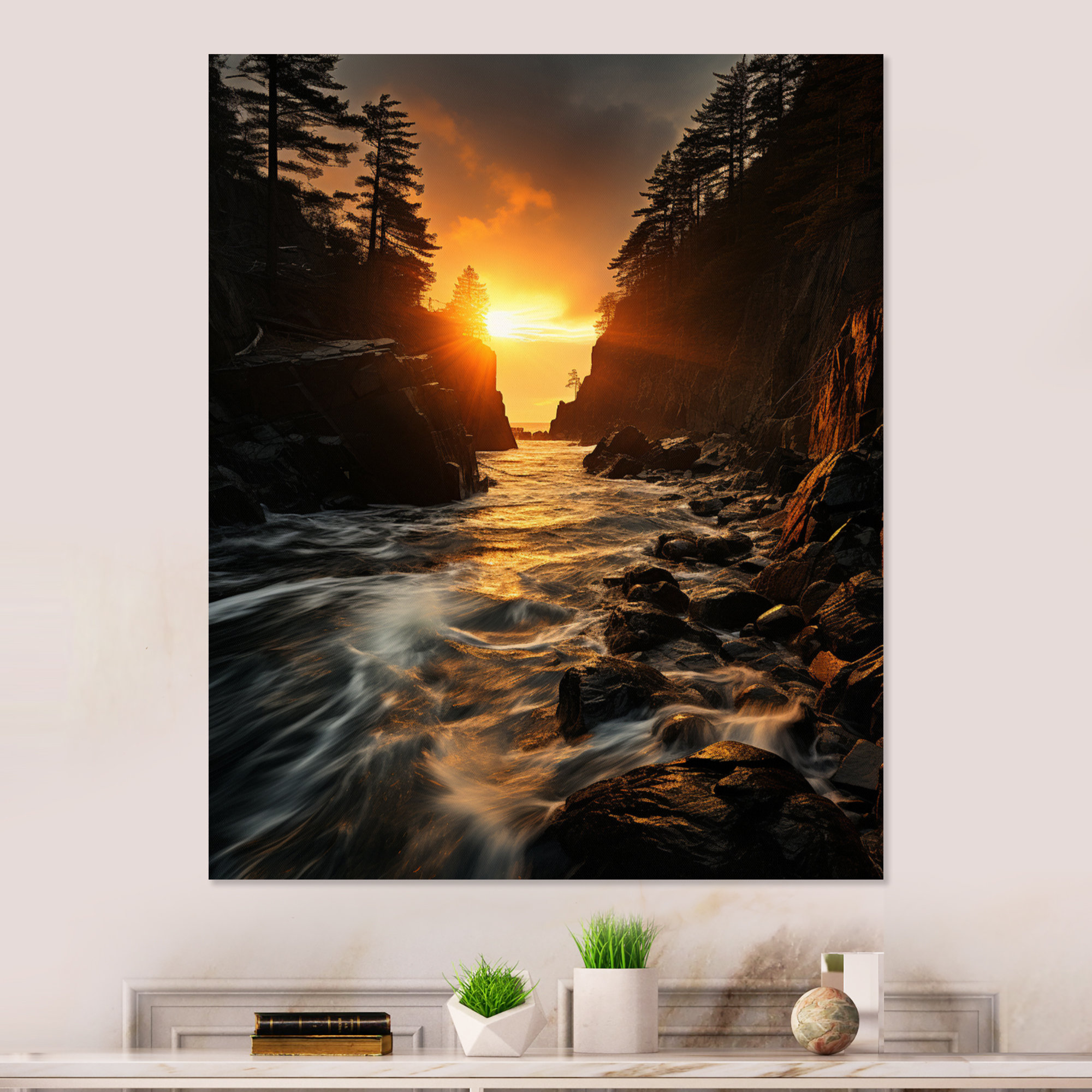 Latitude Run® Coastal Sunset At The Clif II - Landscape Sunset Metal ...