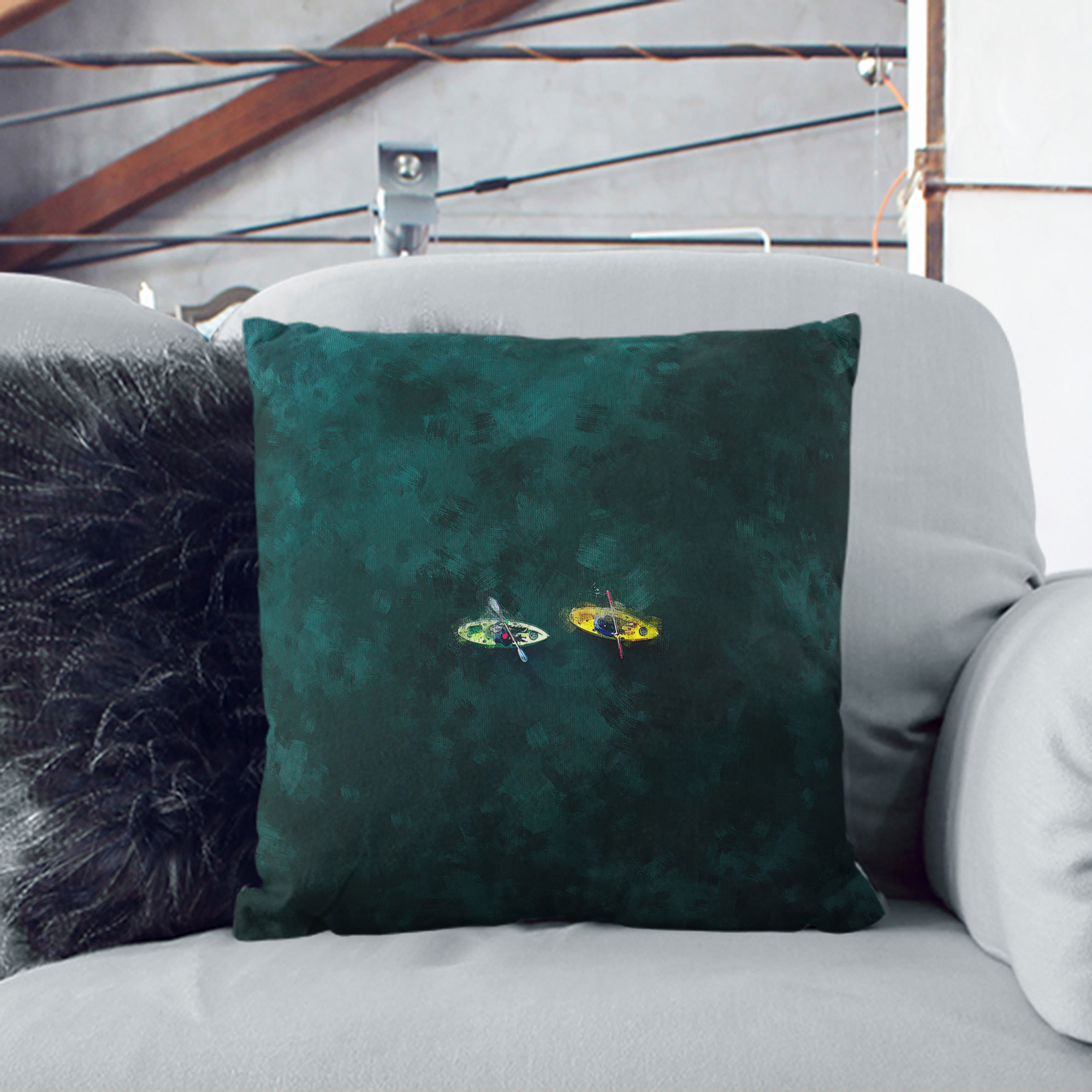 East Urban Home Canoe Boats in Indonesia Painting Scatter Cushion ...