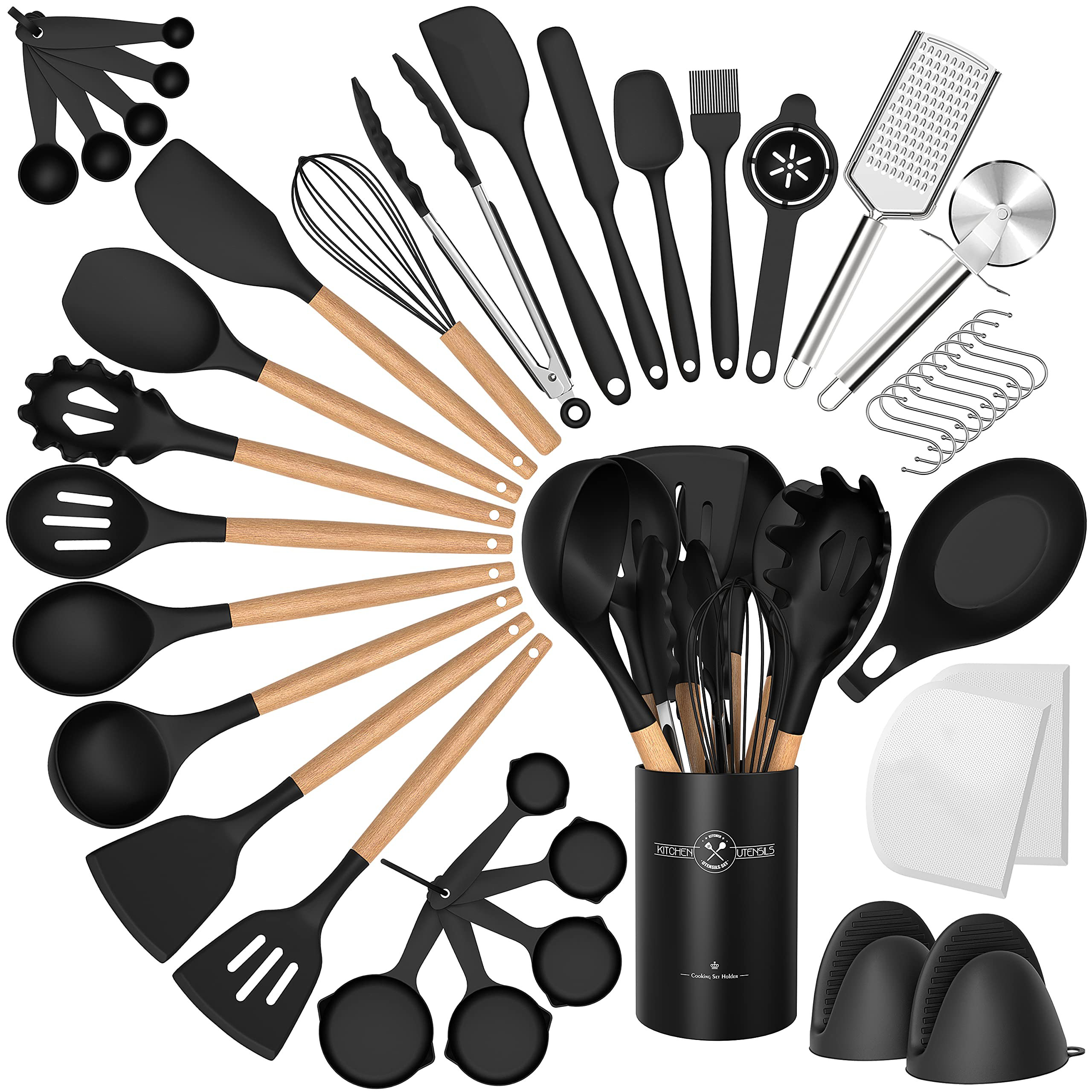 MODERN WALLS LLC Silicone Cooking Utensils Set, 43Pcs Non-Stick Heat ...