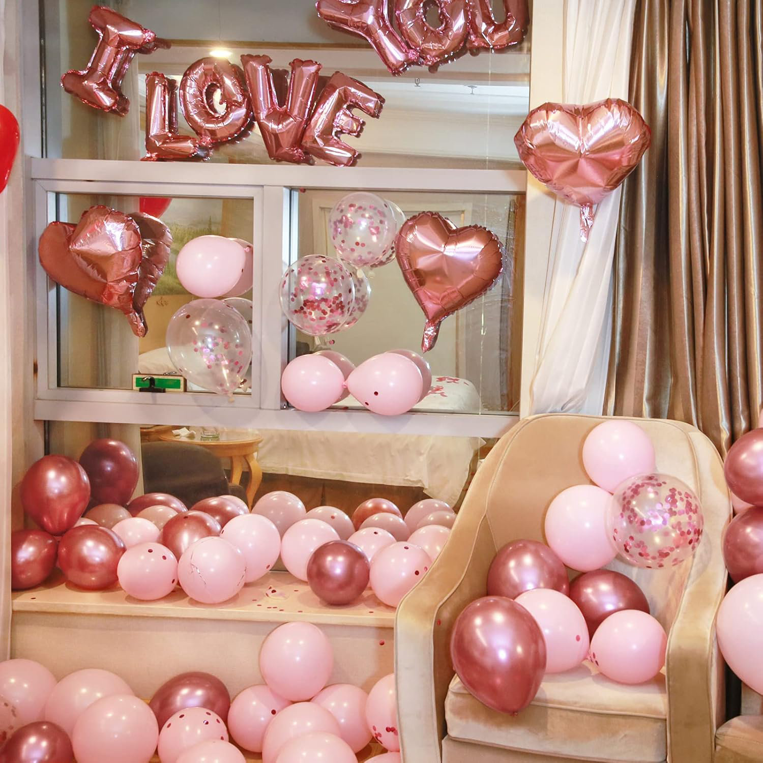 The Holiday Aisle® Valentines Day Balloons Kit, 101 Pack Rose Gold Pink ...