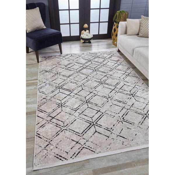 Gracie Oaks Sabine Modern Machine Woven Beige Indoor / Outdoor Area Rug ...