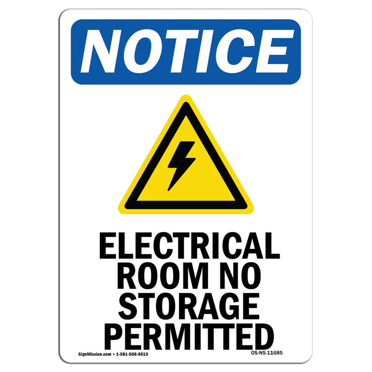 SignMission Osha Notice Electrical Room No Sign with Symbol | Wayfair