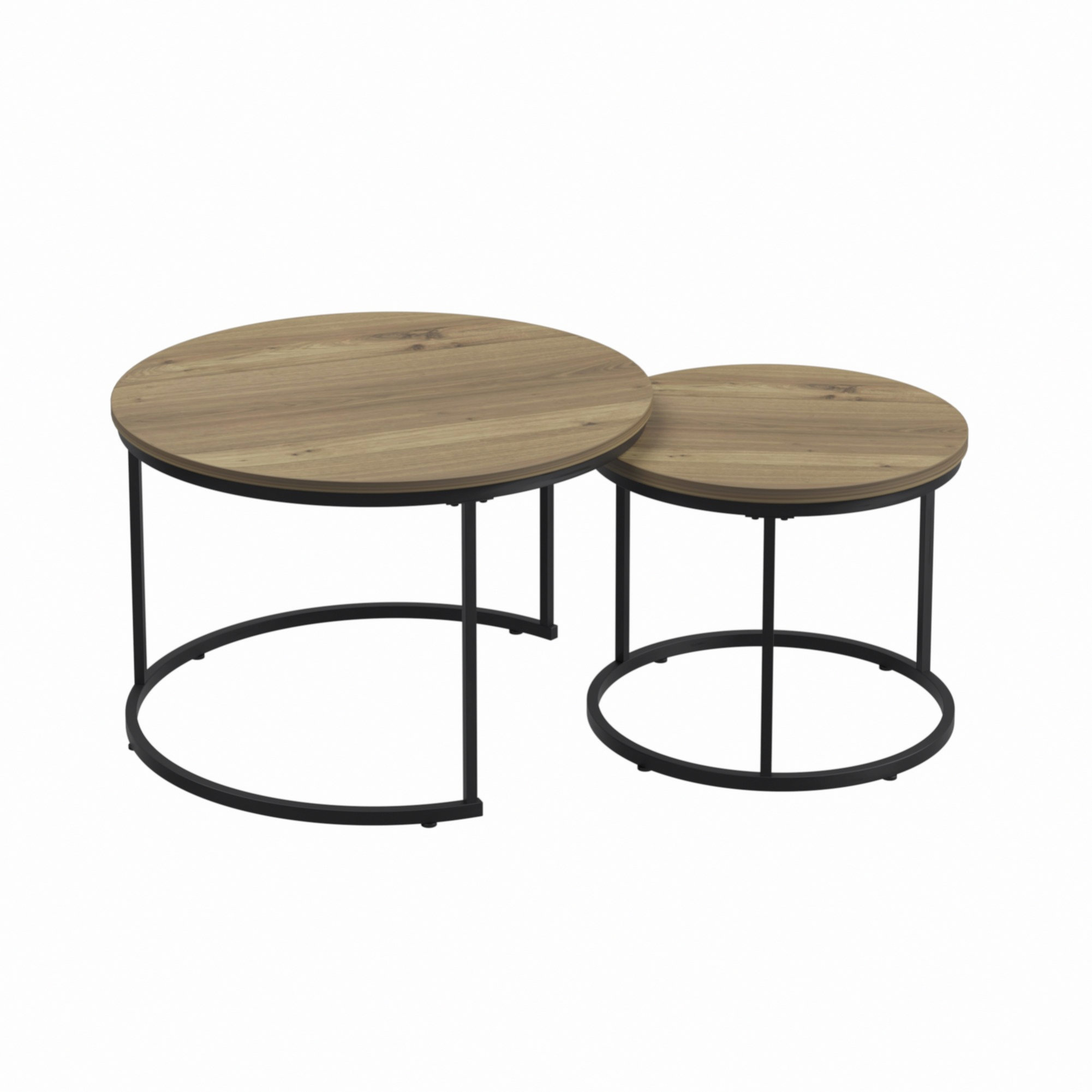 East Urban Home Set Of 2 Nesting Coffee Table, Round Coffee Table With ...