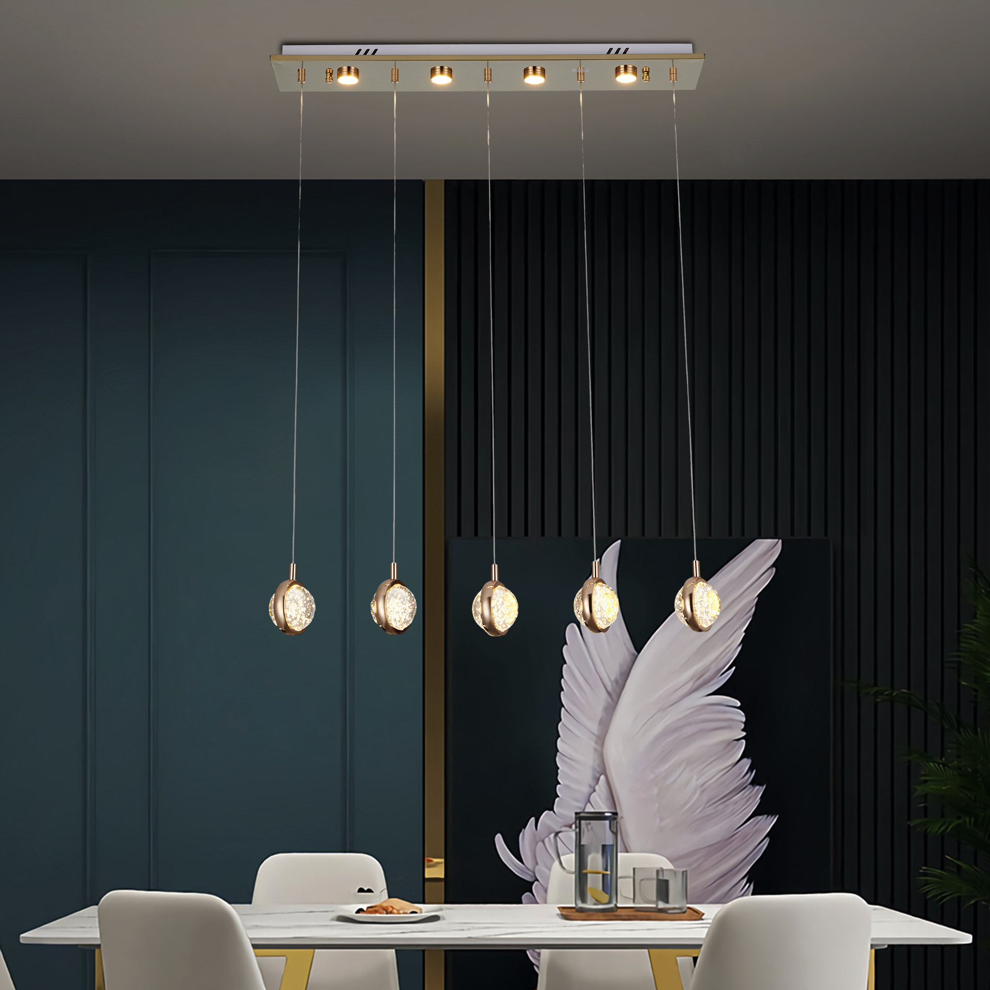 CycevSun Modern 5-Lights LED Crystal Chandeliers, Spherical Crystal ...