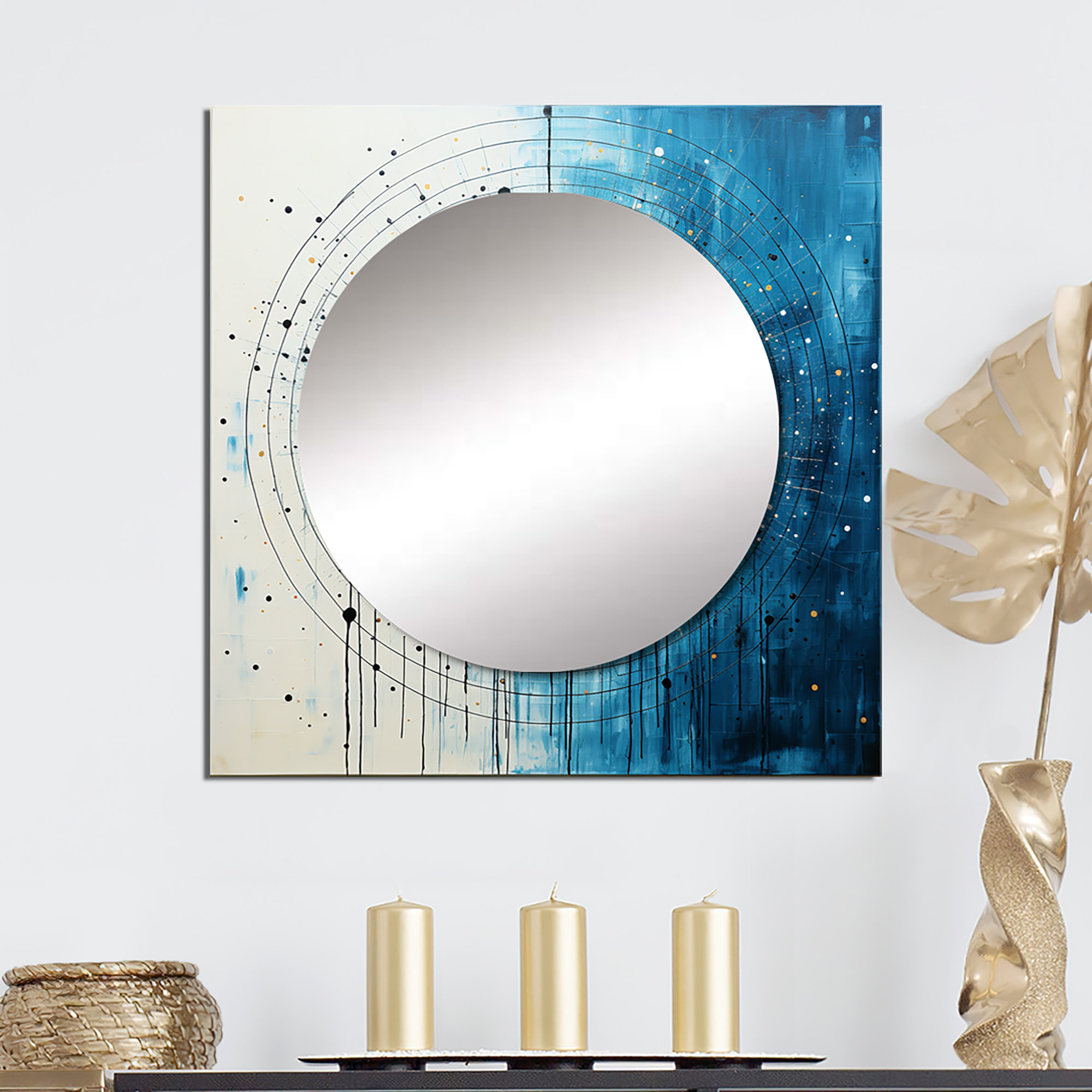 Design Art White Blue Minimalism Moon - Abstract Collages Large Square ...