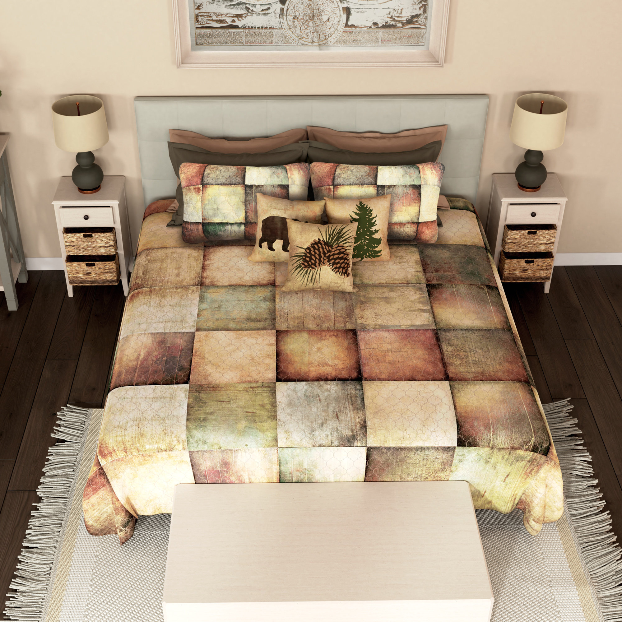 Donna Sharp Wood Patch Multicolor Standard Cotton Reversible Quilt ...