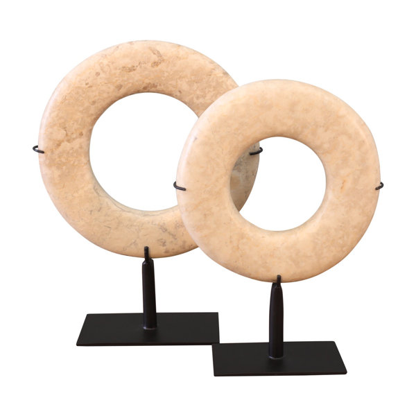 Lily's Living 12" Wide Papua Stone Disk Small Off White | Perigold