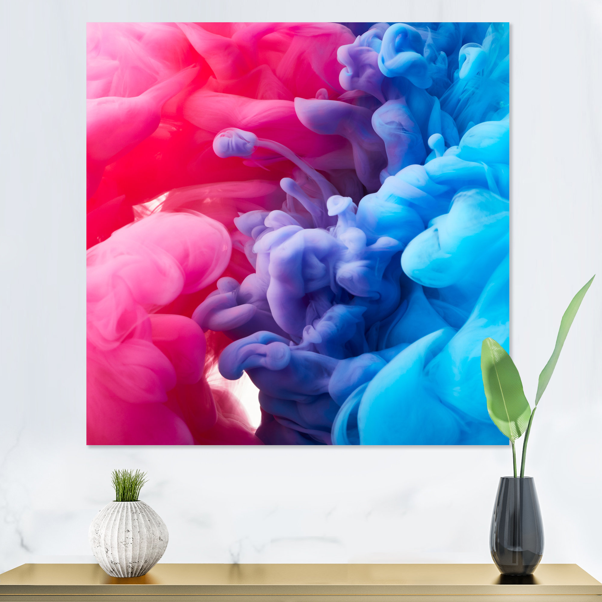Wrought Studio™ Pink And Blue Fluid Ink Art - Modern & Contemporary ...