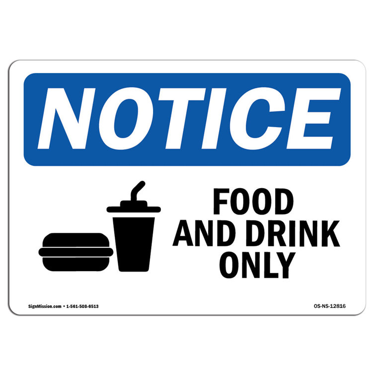 SignMission Food and Drink Only Sign with Symbol | Wayfair