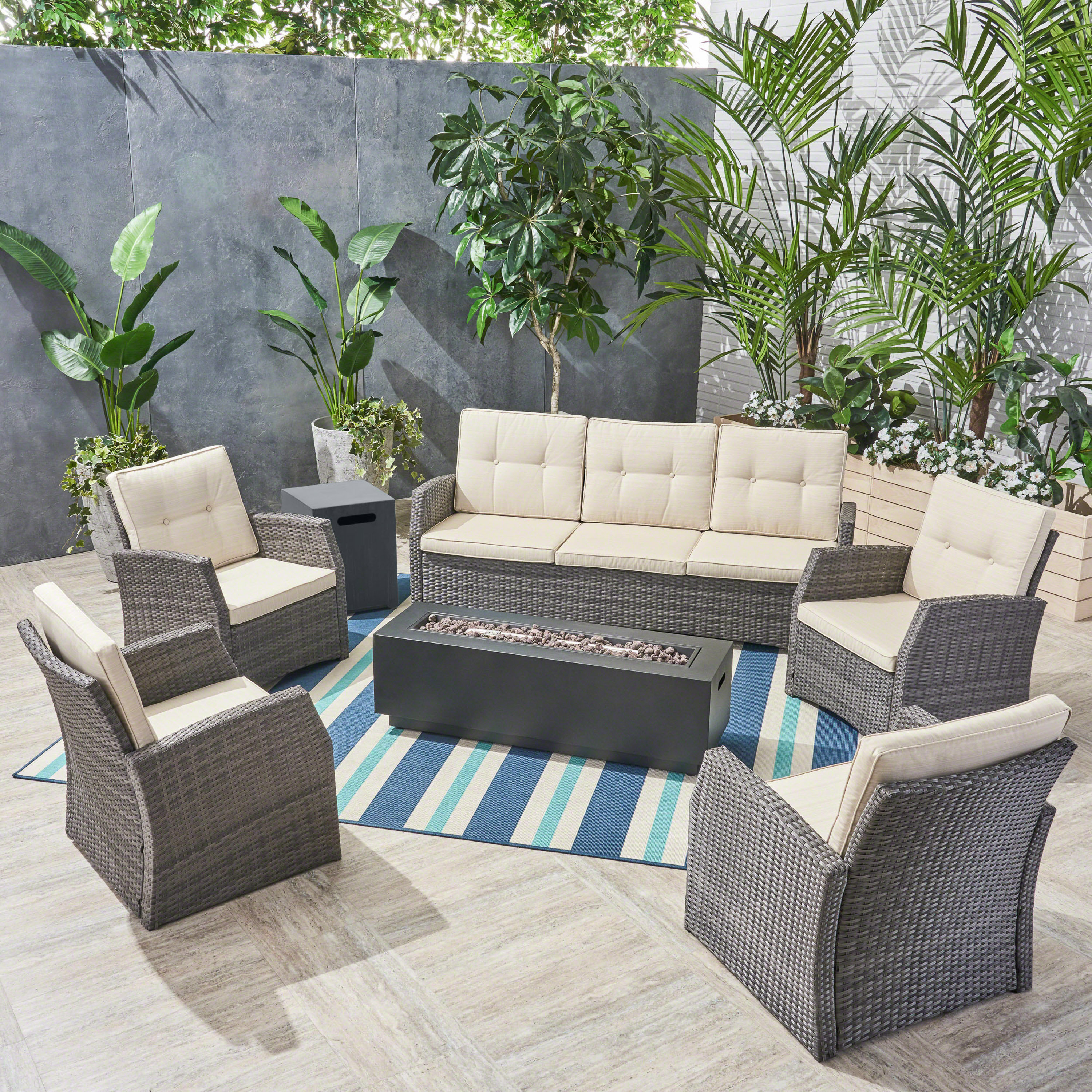 Red Barrel Studio Dreem Outdoor 7 Piece Rattan Sofa Seating Group with ...
