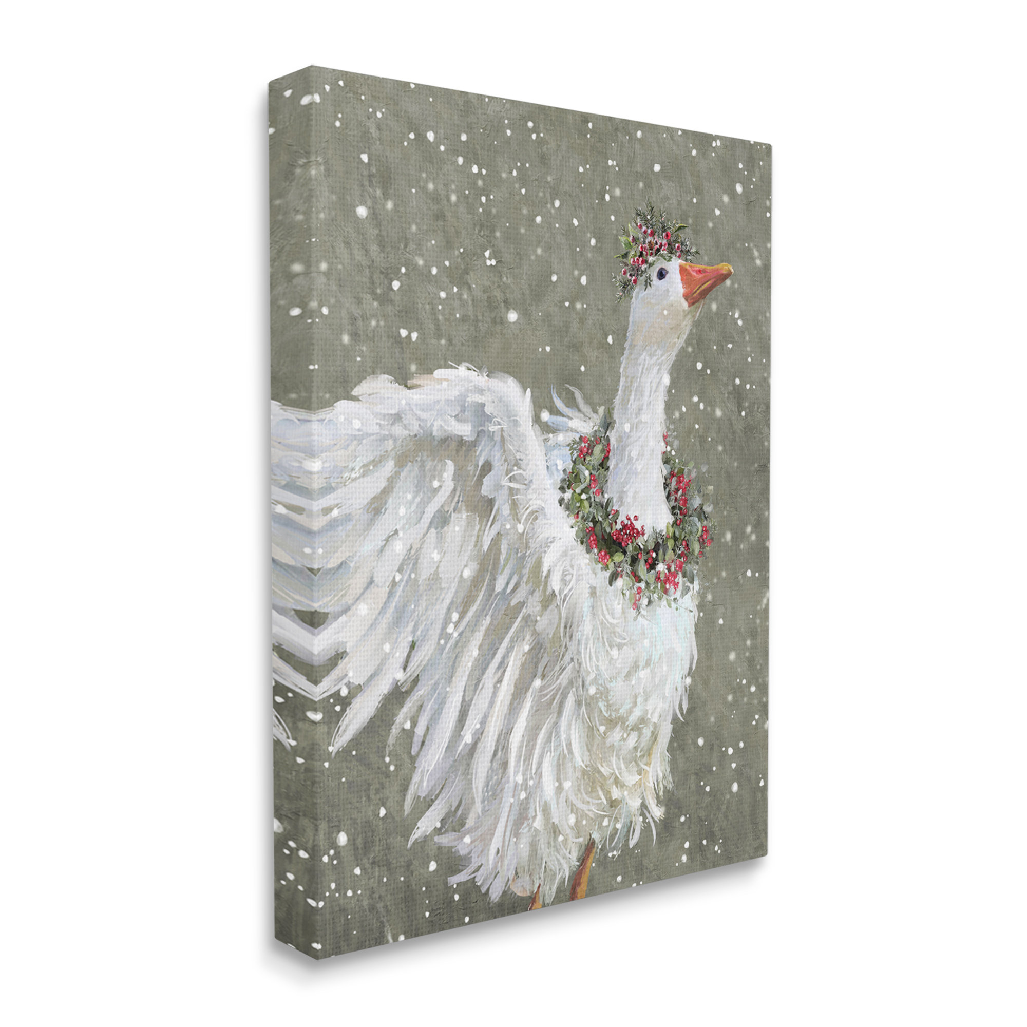 Stupell Industries Aw-061-Canvas Winter Goose Seasonal Botanicals On ...