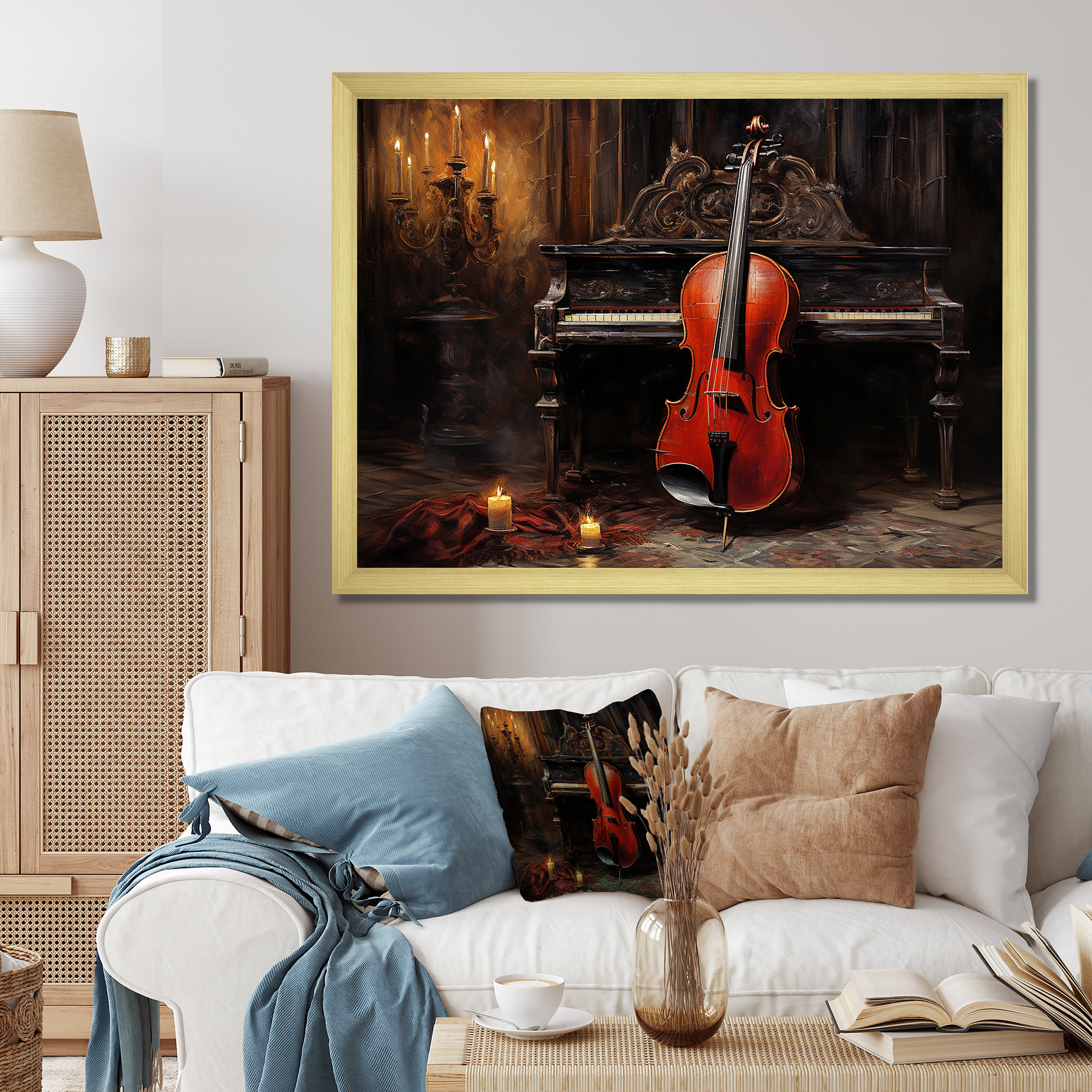 Winston Porter Cello Charisma Deep Burgundy - Music Wall Art Living ...