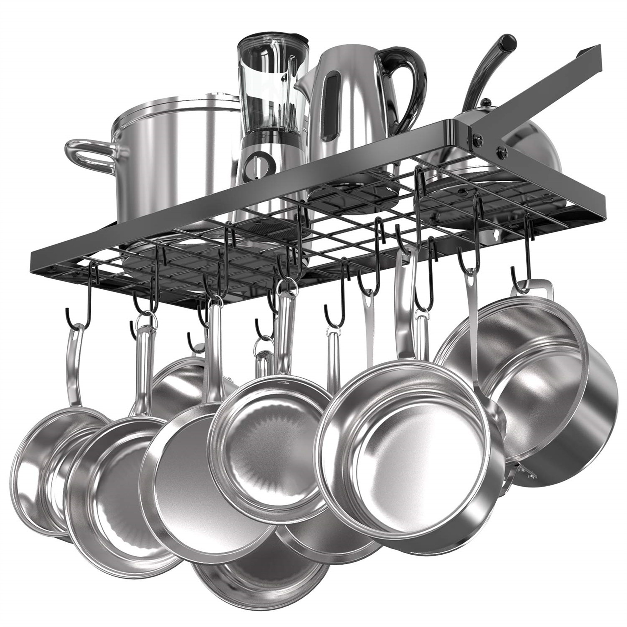 Prep & Savour Cast Iron Rectangle Wall Mounted Pot Rack | Wayfair