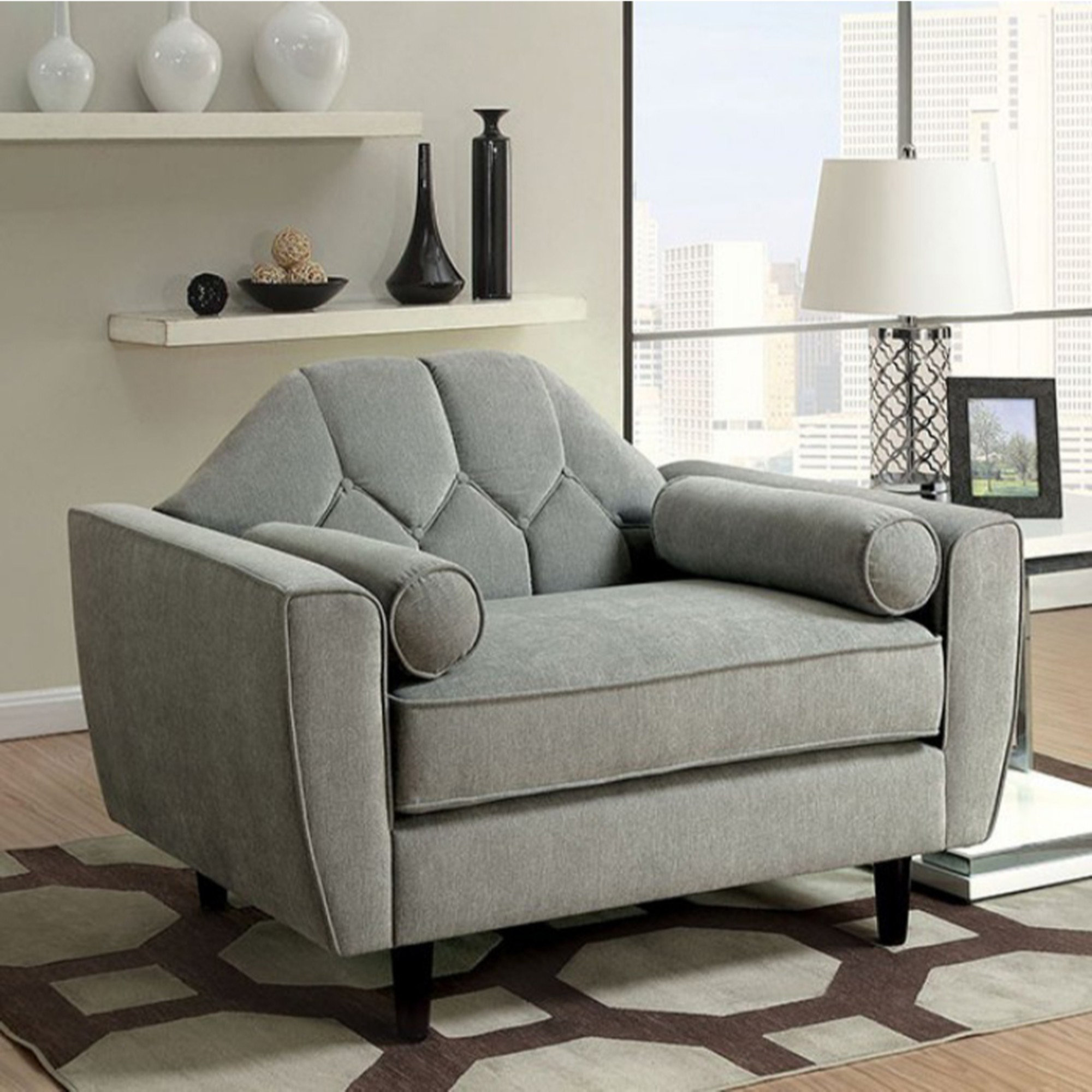 Corrigan Studio® Kristen 35" Wide Tufted Polyester Armchair | Wayfair