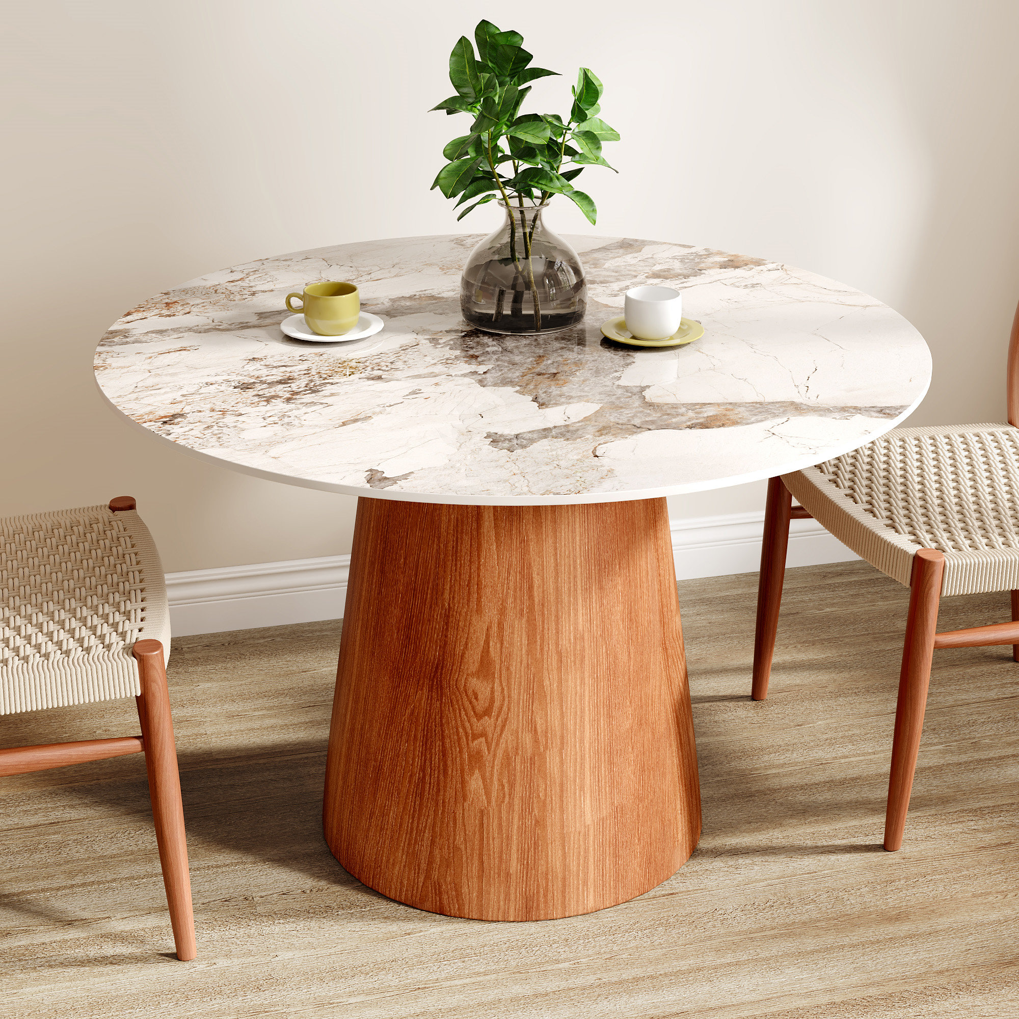 Corrigan Studio Small Round Solid Wood Pedestal Dining Table Table 43 ...