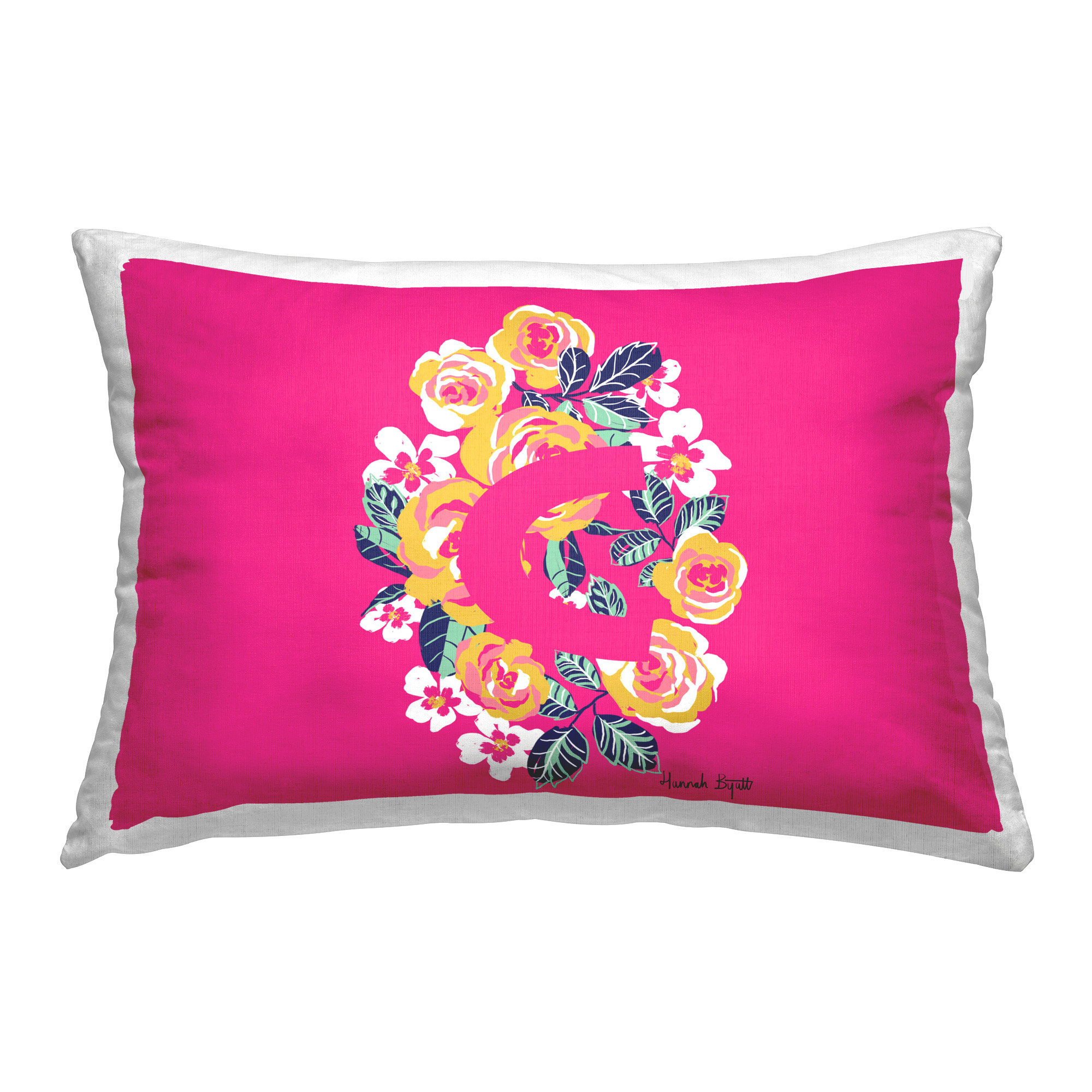 Stupell Industries Floral Initial Letter C Decorative Printed Throw ...