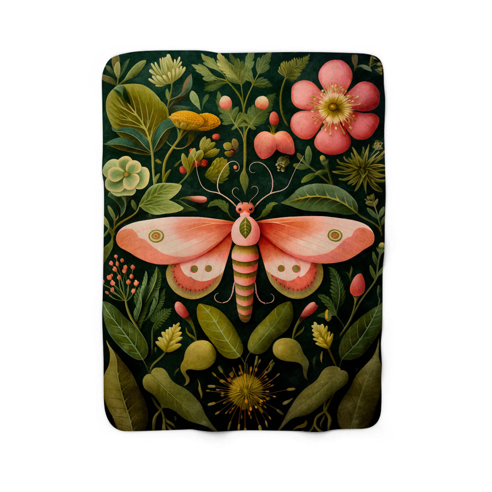 MentionedYou Moth Garden Harmony - 1 Piece Premium Sherpa Blanket | Wayfair