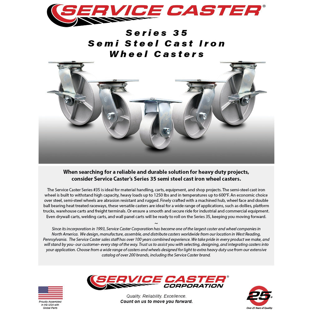 Service Caster 4 Piece Semi Steel Caster Set | Wayfair
