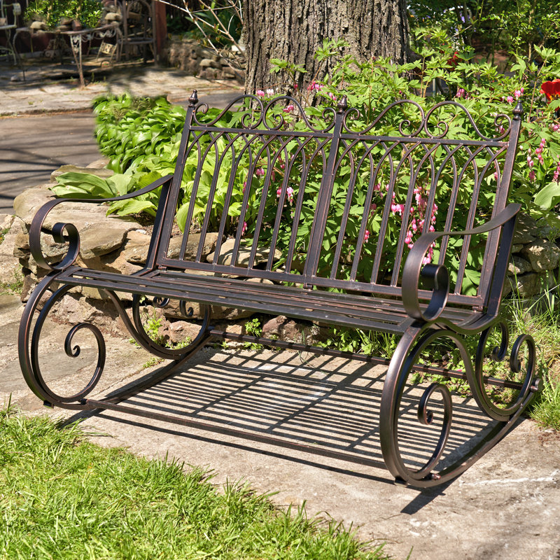 Ophelia & Co. Dominy Metal Outdoor Rocking Bench & Reviews | Wayfair