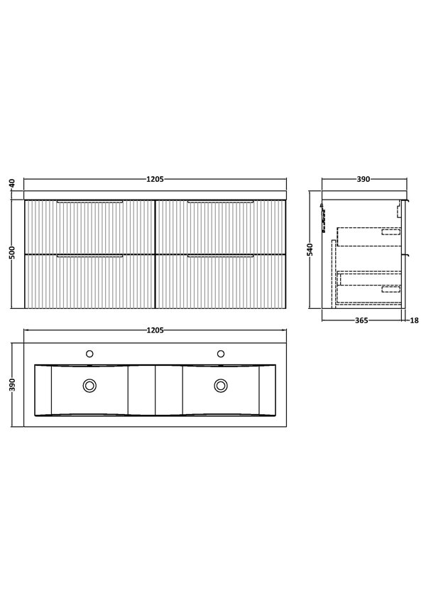 Hudson Reed Fluted 1205mm Wall Hung Double Vanity Unit | Wayfair.co.uk
