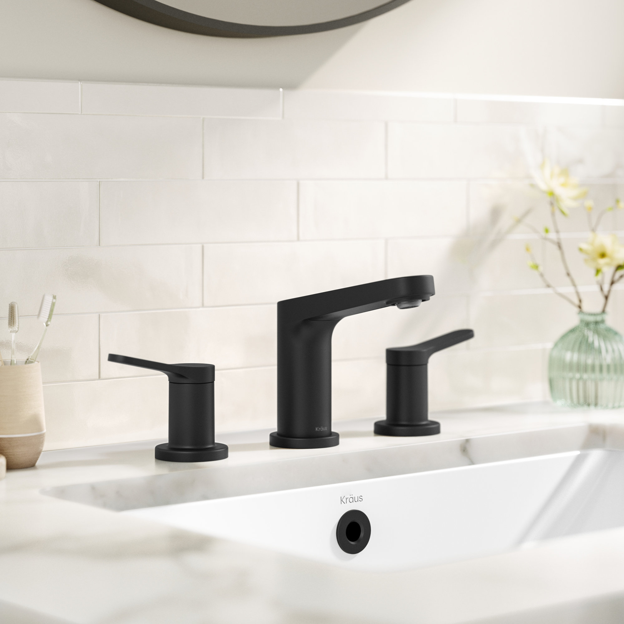 KRAUS Indy Widespread Bathroom Faucet In Spot-Free Brushed Nickel With ...