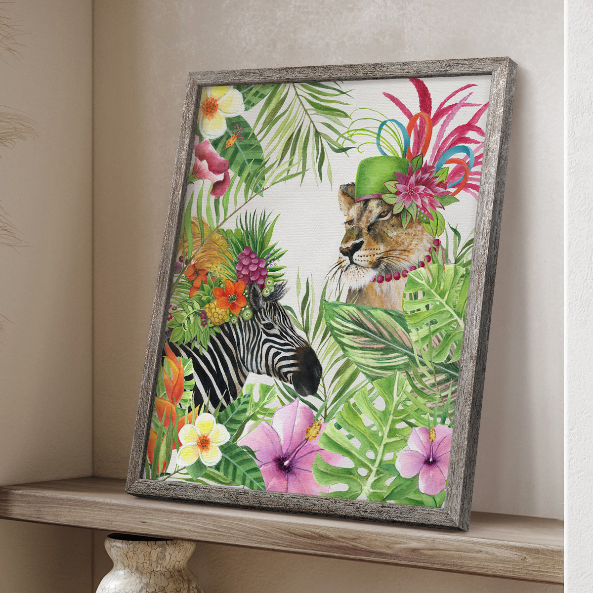 Bungalow Rose Jungle Royale II Framed Print - Solid Wood 47761 | Wayfair