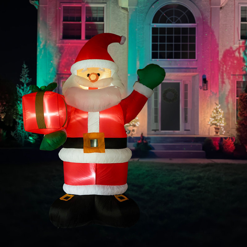 Fraser Hill Farm 10-Ft. Tall Pre-Lit Christmas Inflatable, Santa Claus ...