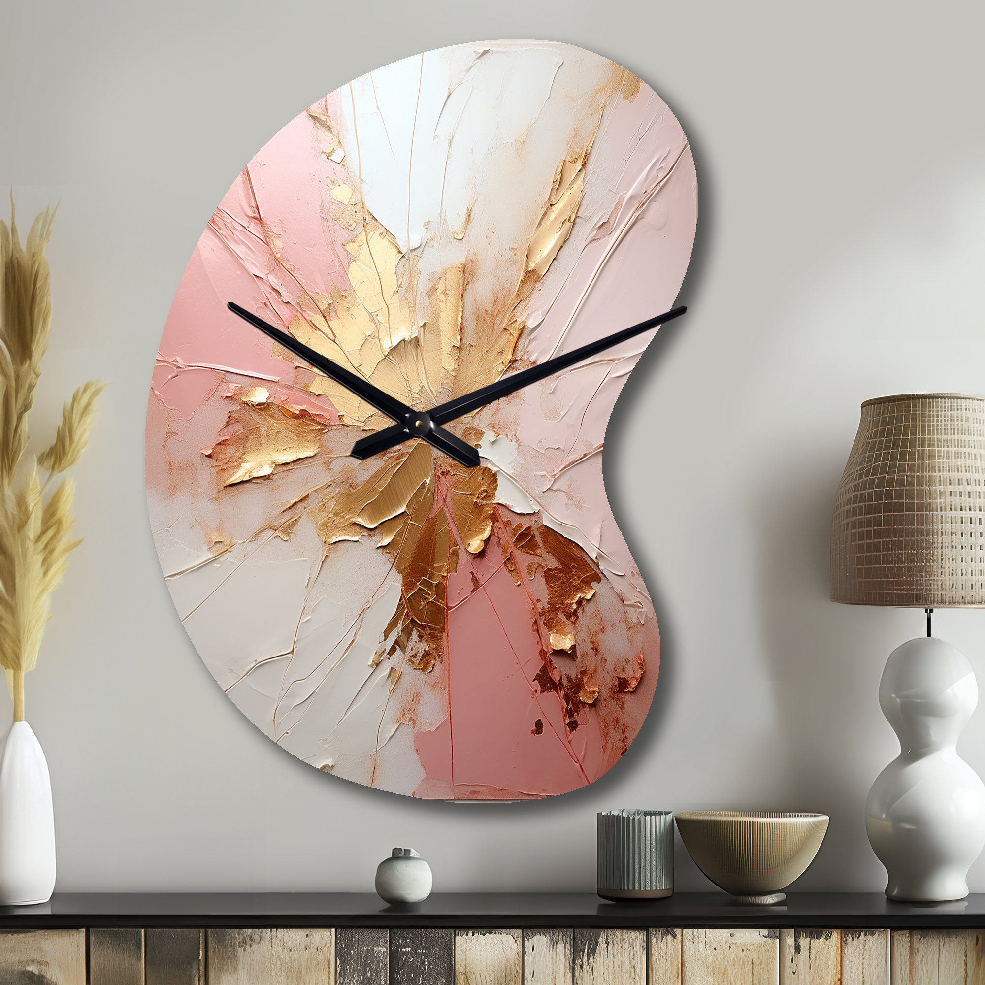 Design Art Gold And Pink Paint Fusion - Boom Shape Unique Abstract ...