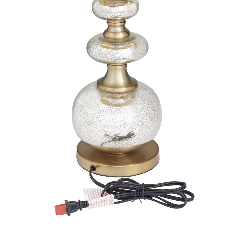 Rosdorf Park Ekalaka Linen Fabric Silver Buffet Lamp with Gold Accents ...