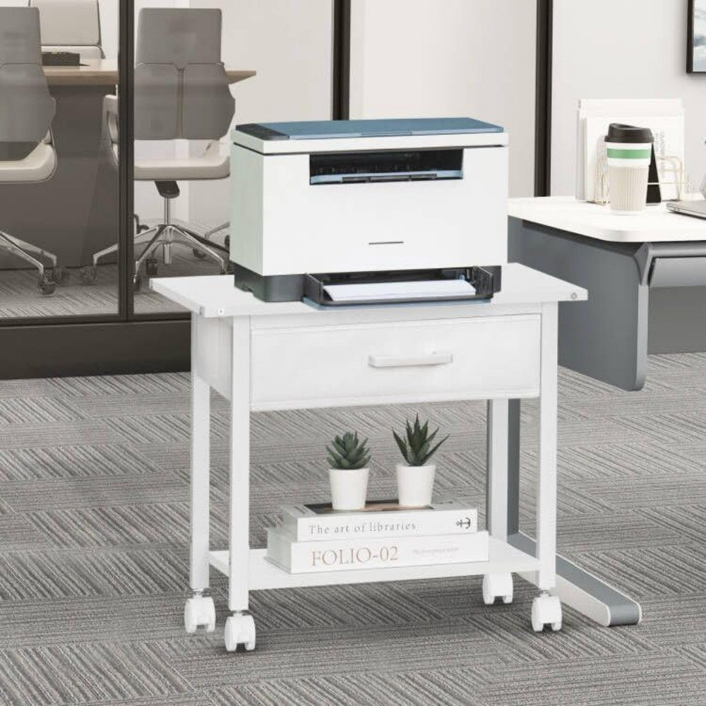 HUDSON & ASHTON LLC Under Desk Rolling Double Printer Stand With Drawer ...