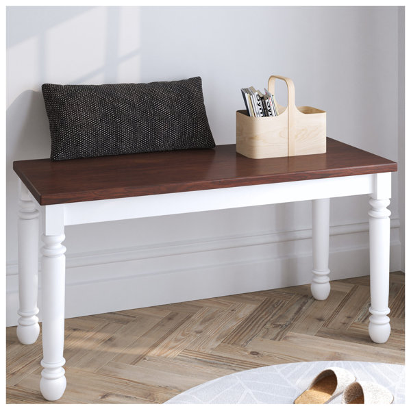 Latitude Run® Retro Wooden Kitchen Bench - Cherry White Dining Bench ...