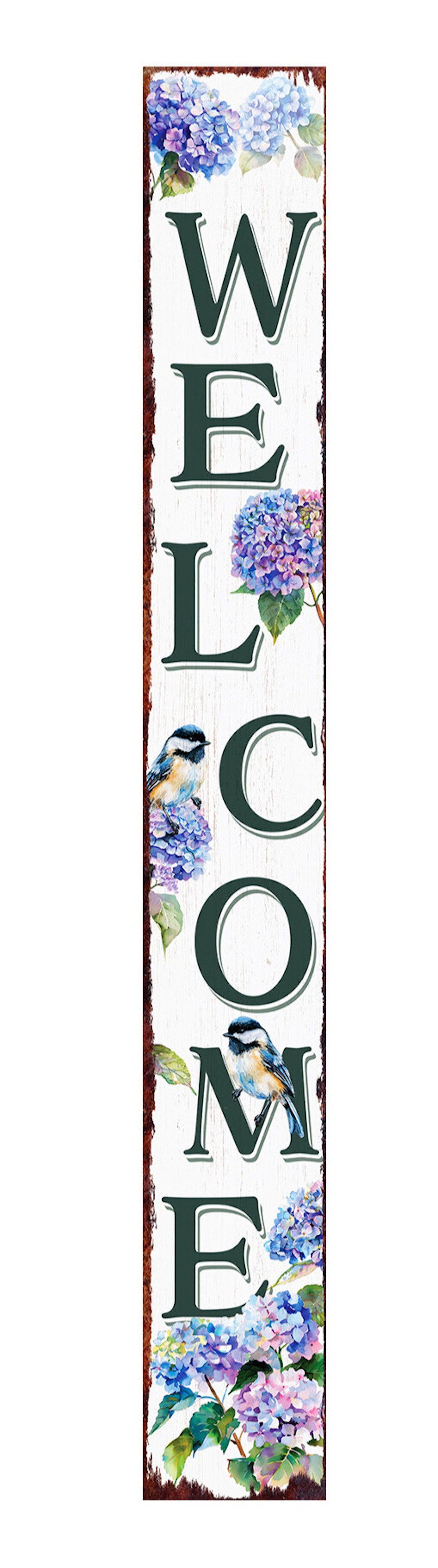 August Grove® 72in Spring Hydrangea Welcome Porch Sign | Rustic Wooden ...